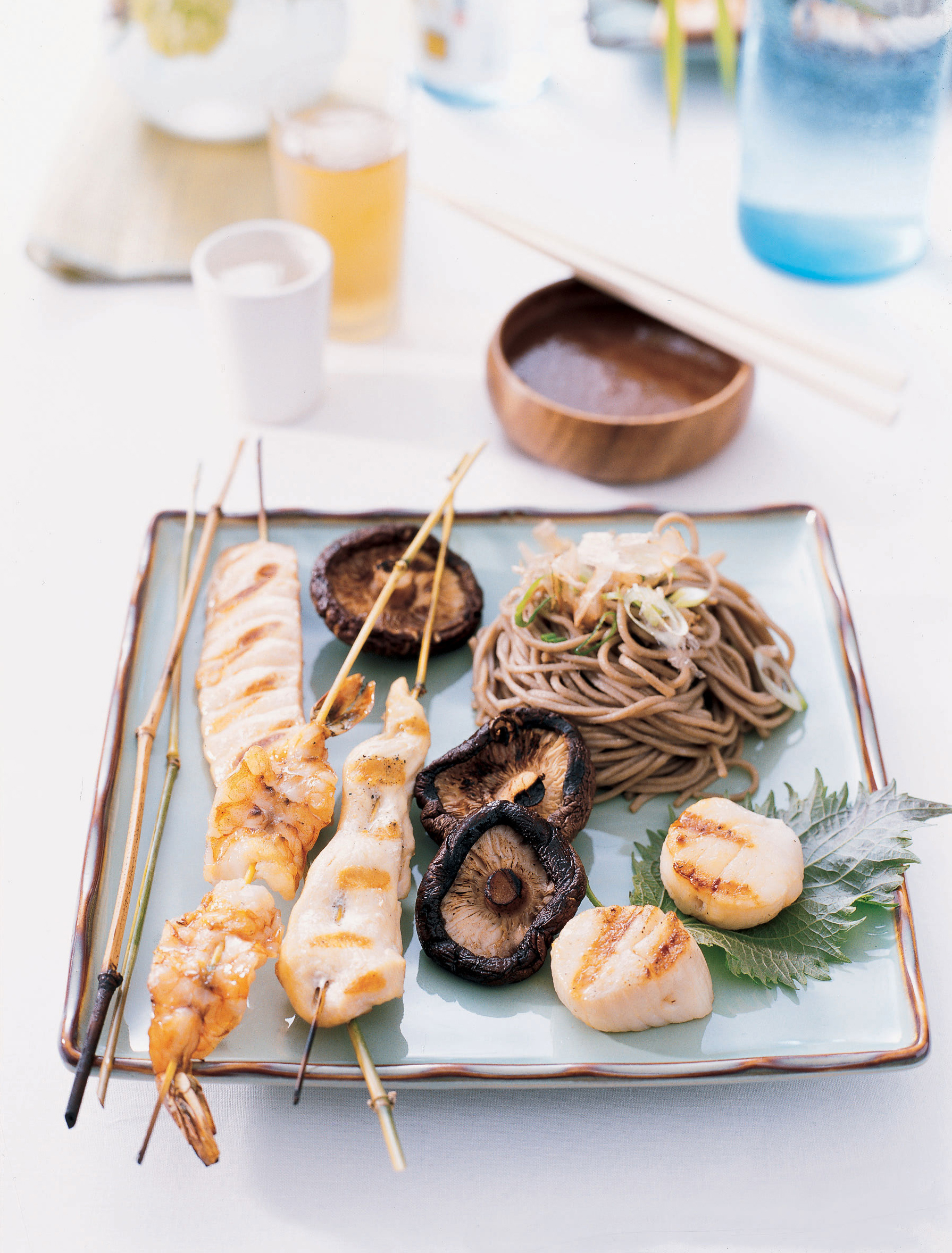 Grilled paella potluck, tandoori shrimp, juicy bacon burgers, fajitas ...