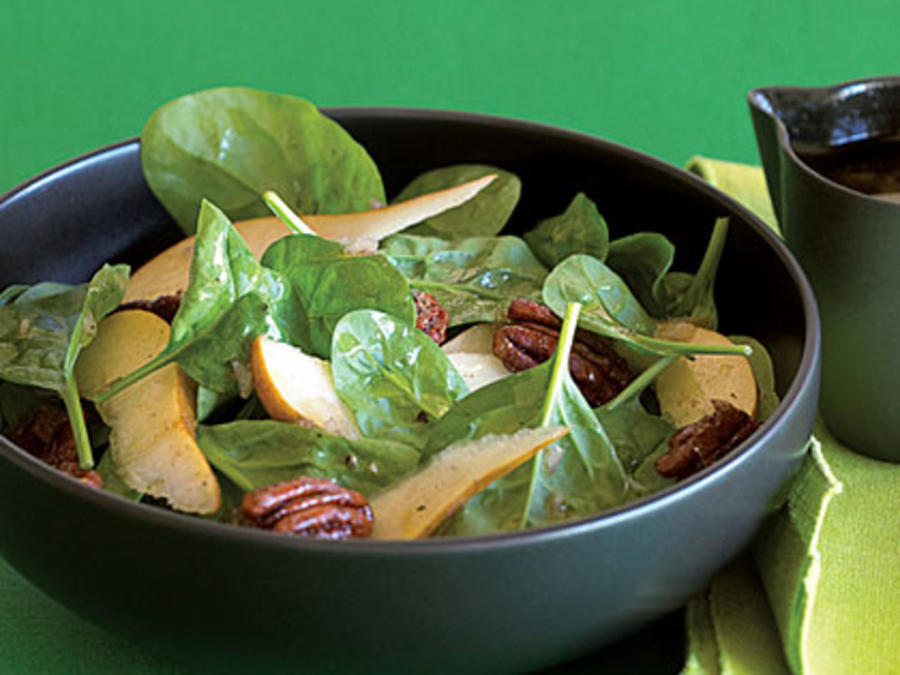 Candied Pecan Pear And Spinach Salad Recipe Sunset Magazine