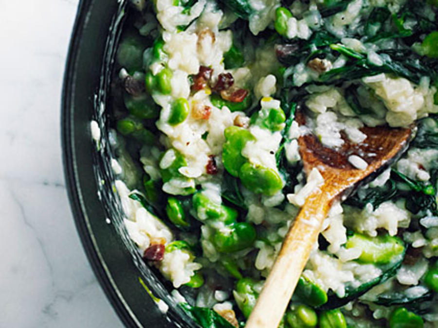 Fava Bean and Greens Risotto Recipe - Sunset Magazine