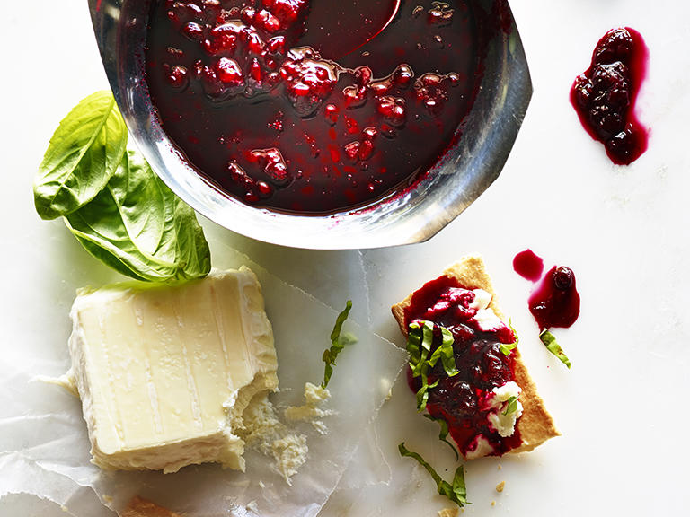 Boysenberry Wine Compote with Goat Cheese & Basil Recipe – Sunset Magazine