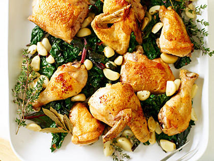 Chicken with 40 Cloves of Garlic & Spicy Greens Recipe - 0 – Sunset ...