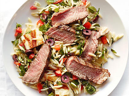 Grilled Rib-Eye with Olive Tapenade and Orzo Recipe – Sunset Magazine